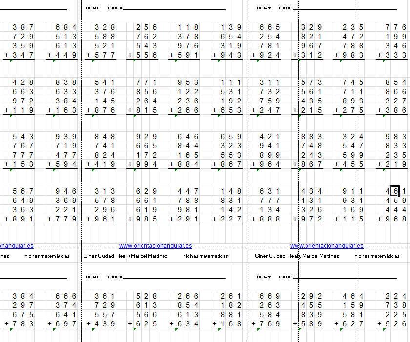 Colección de cuadernos de fichas de sumas de números de tres cifras 4 ...