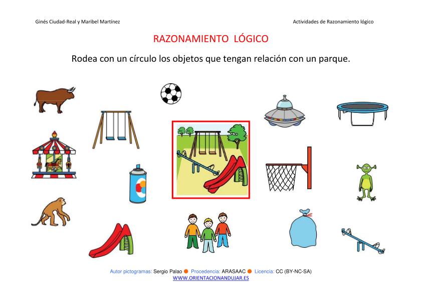 RAZONAMIENTO LÓGICO categorizar y agrupar PARQUE COLOR IMAGEN ...