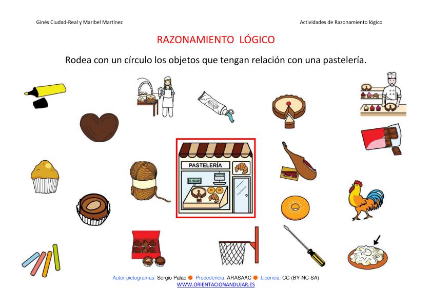 RAZONAMIENTO LÓGICO categorizar y agrupar PASTELERIA COLOR IMAGEN ...