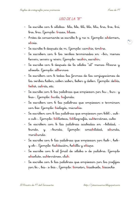 Cuadernillo de reglas de ortografía para Primaria -Orientacion Andujar