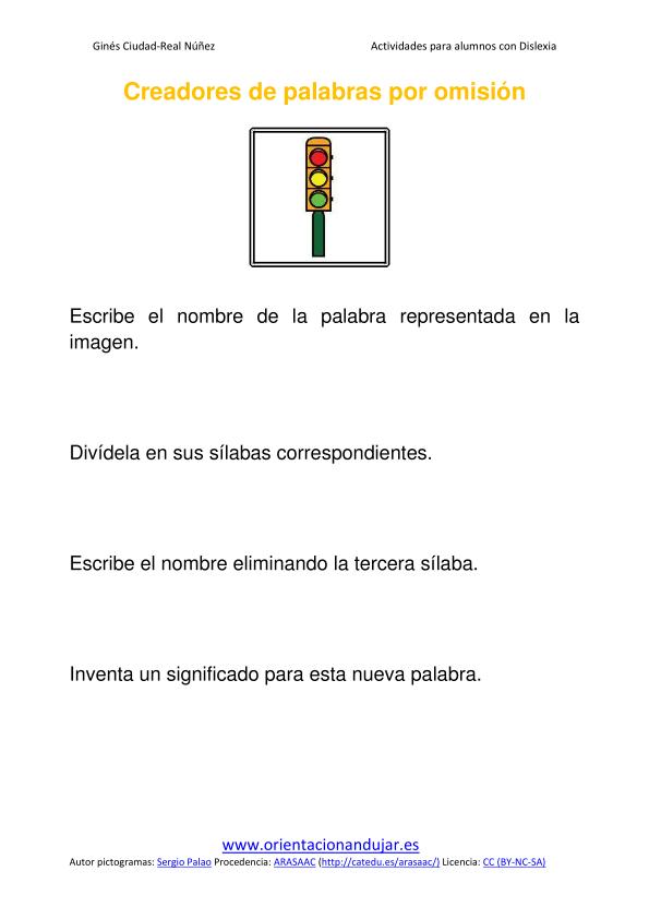Ejercicios para niños con dislexia Omisión de sílabas -Orientacion Andujar