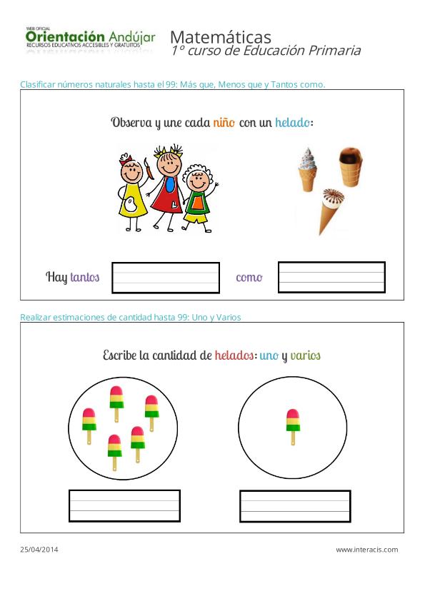 Cuaderno de Matemáticas para primaria de Interacis -Orientacion Andujar