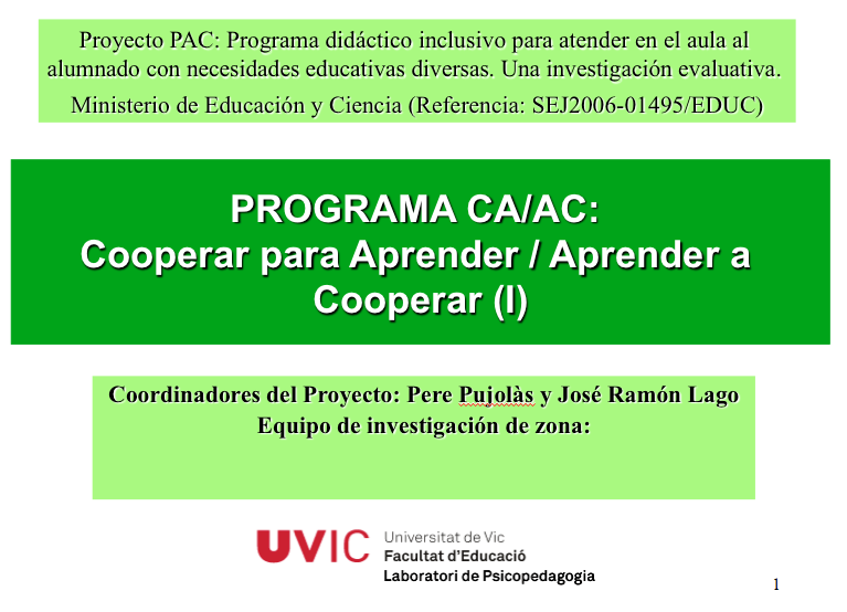 Cooperar para Aprender / Aprender a Cooperar