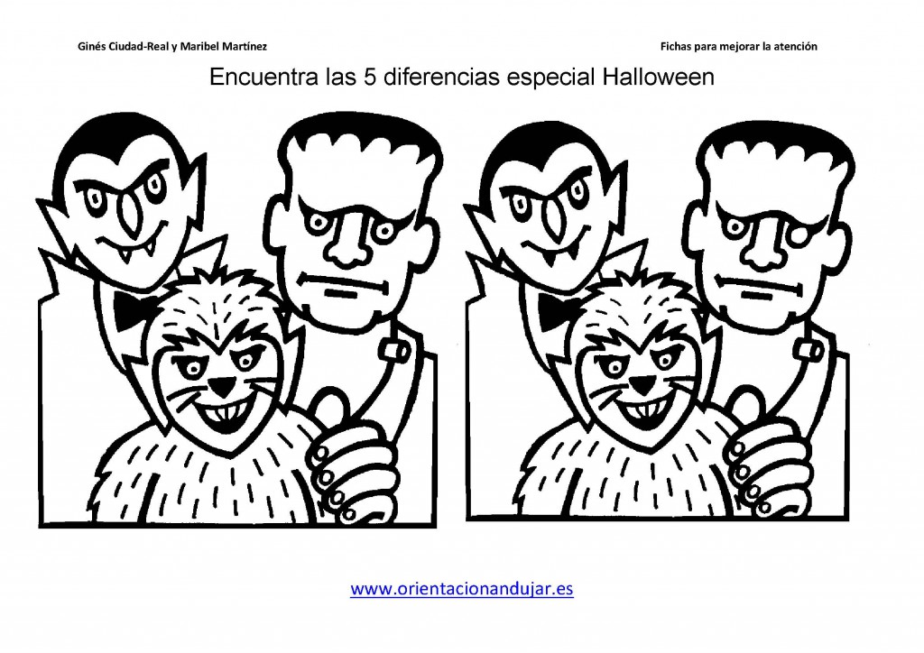 Encuentra las diferencias y colorea especial halloween