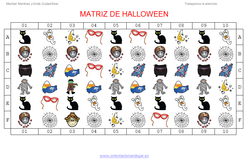 Fichas de halloween matrices divertidas trabajamos la atención ...