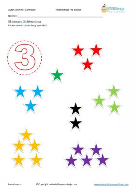 Colección de Fichas de matemáticas para preescolar Aprendemos a contar