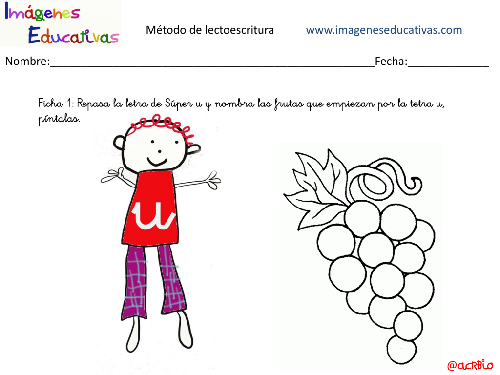 Método de Lectoescritura: Letra u por Imagenes educativas