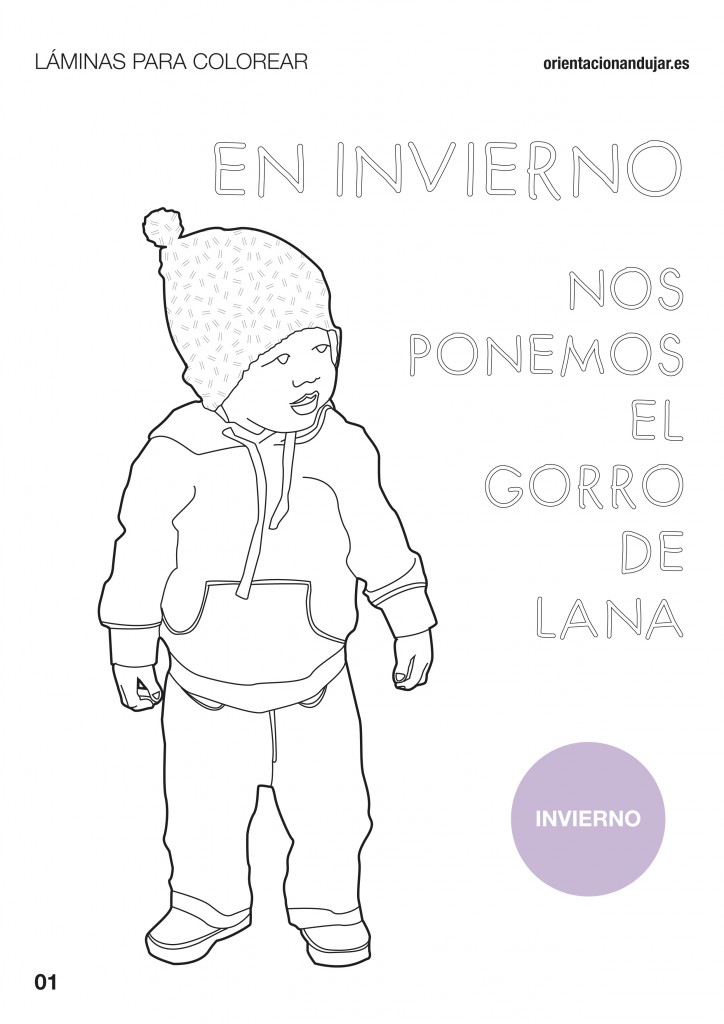 Laminas originales para colorear El invierno