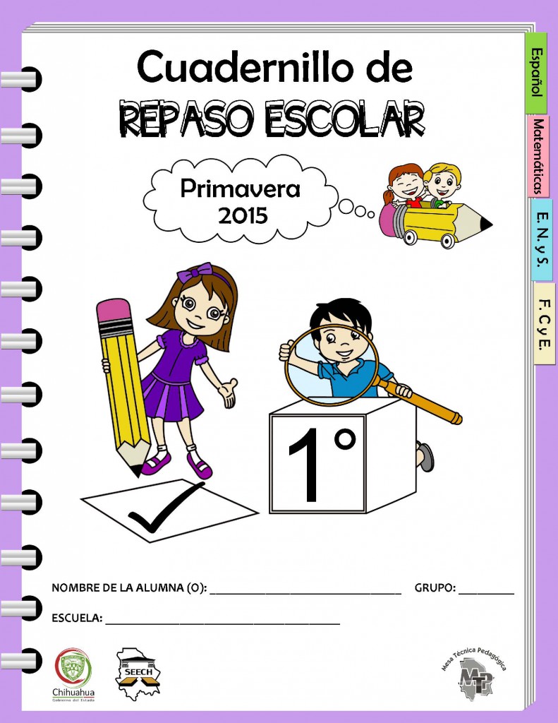 Cuaderno de repaso escolar primavera ideal para primer grado o primero de primaria