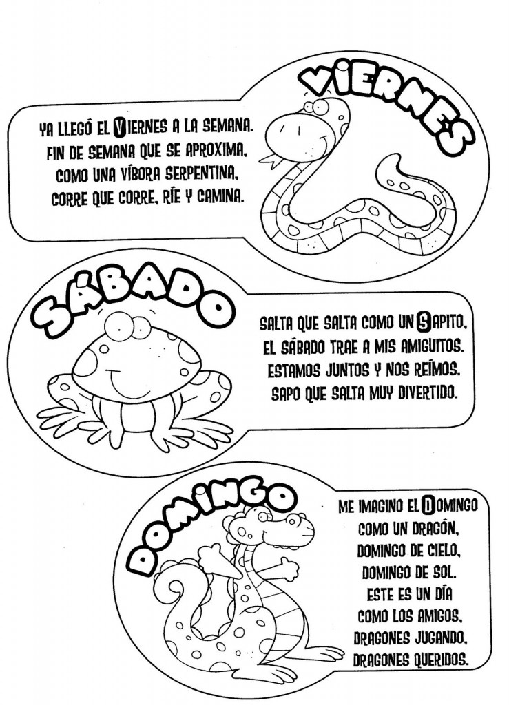 Lee y colorea mientras decoras tu aula CON LOS DIAS DE LA SEMANA CON ...