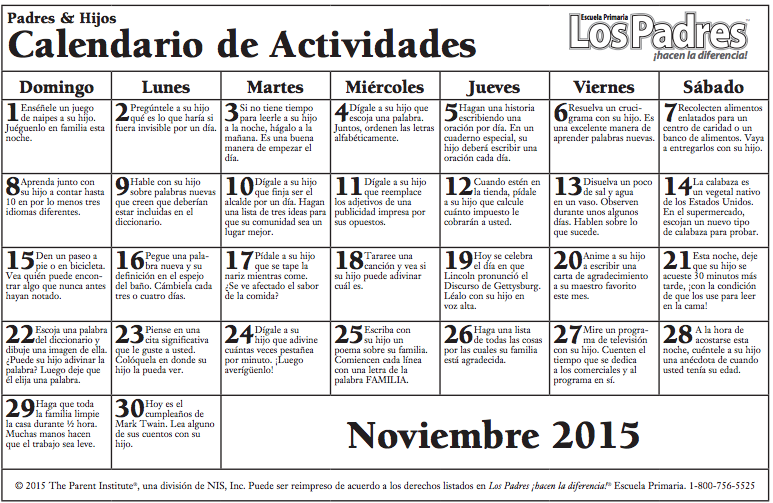 Primaria Calendario con actividades Noviembre para hacer con nuestros ... Primaria Calendario con actividades Noviembre para hacer con nuestros ...