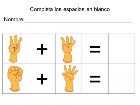 Conjunto de fichas Trabajamos las sumas de números con nuestras manos ...