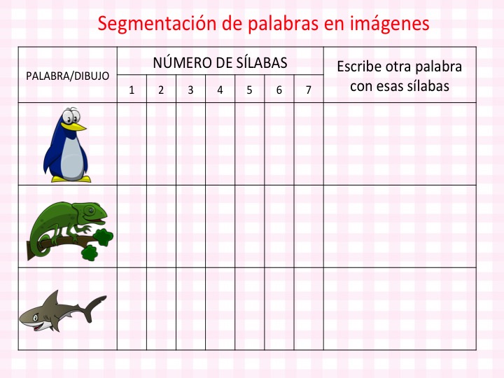 DISLEXIA Colección actividades segmentación de palabras en imágenes ...