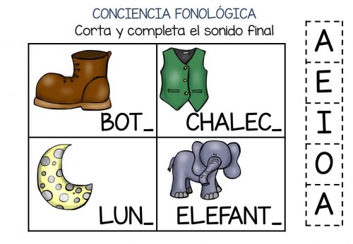 Conciencia fonológica vamos a Jugar con el Sonido Final VOCAL ...
