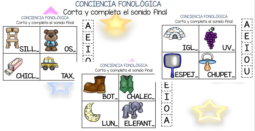 Conciencia fonológica vamos a Jugar con el Sonido Final VOCAL ...