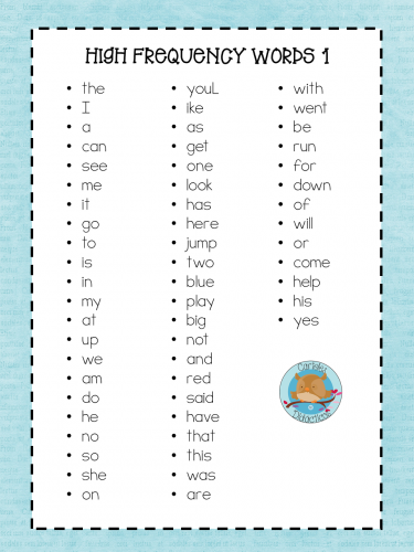 tarjetas PALABRAS DE ALTA FRECUENCIA -Orientacion Andujar