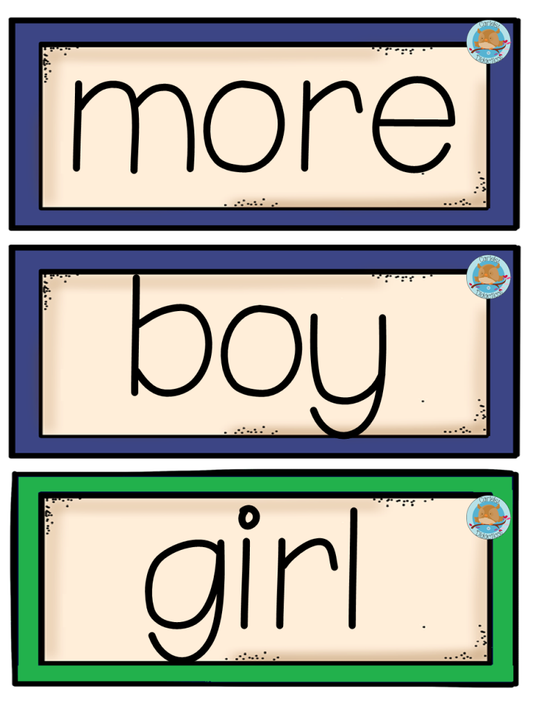 tarjetas PALABRAS DE ALTA FRECUENCIA -Orientacion Andujar