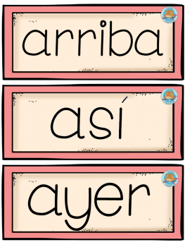 tarjetas PALABRAS DE ALTA FRECUENCIA -Orientacion Andujar