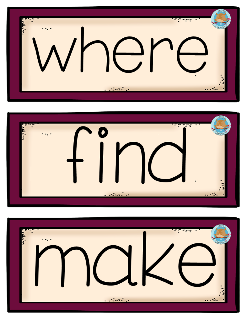 tarjetas PALABRAS DE ALTA FRECUENCIA -Orientacion Andujar