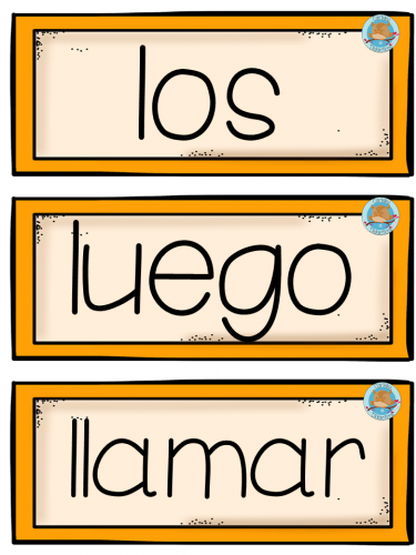 tarjetas PALABRAS DE ALTA FRECUENCIA -Orientacion Andujar
