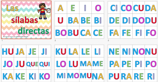Tarjetas para trabajar las sílabas inversas formato editable ...