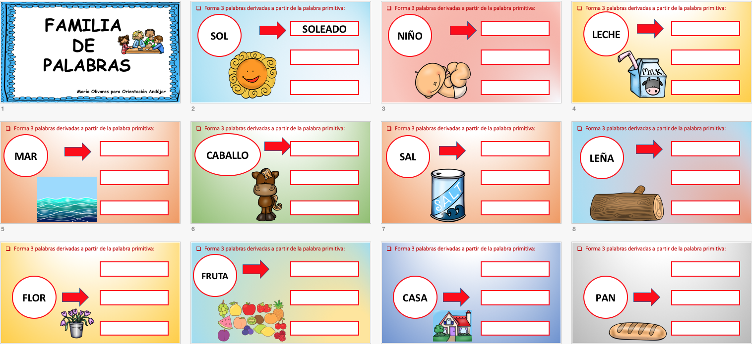 Trabajamos Las Familias De Palabras Con Estas Divertidas Fichas