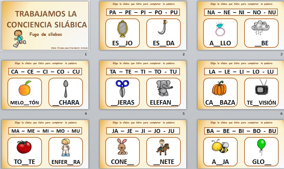 TRABAJAMOS LA CONCIENCIA SILÁBICA fuga de sílabas -Orientacion Andujar TRABAJAMOS LA CONCIENCIA SILÁBICA fuga de sílabas -Orientacion Andujar