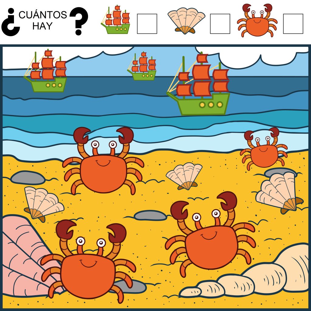 ¿Cuantos hay? Ficha infantil para aprender a contar -Orientacion Andujar
