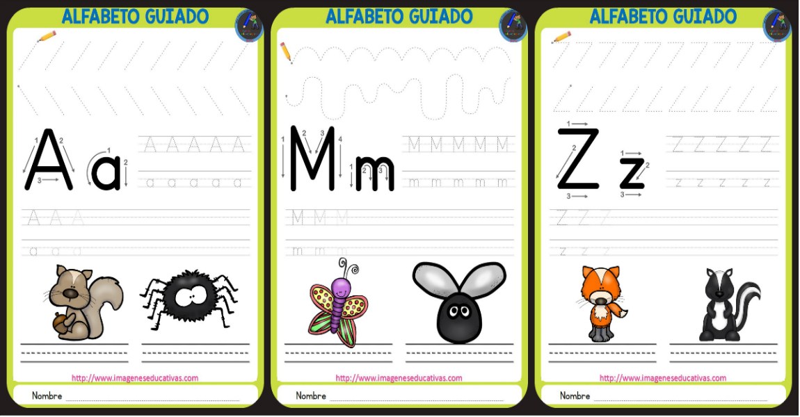 Abecedario guiado grafomotricidad para repasar -Orientacion Andujar