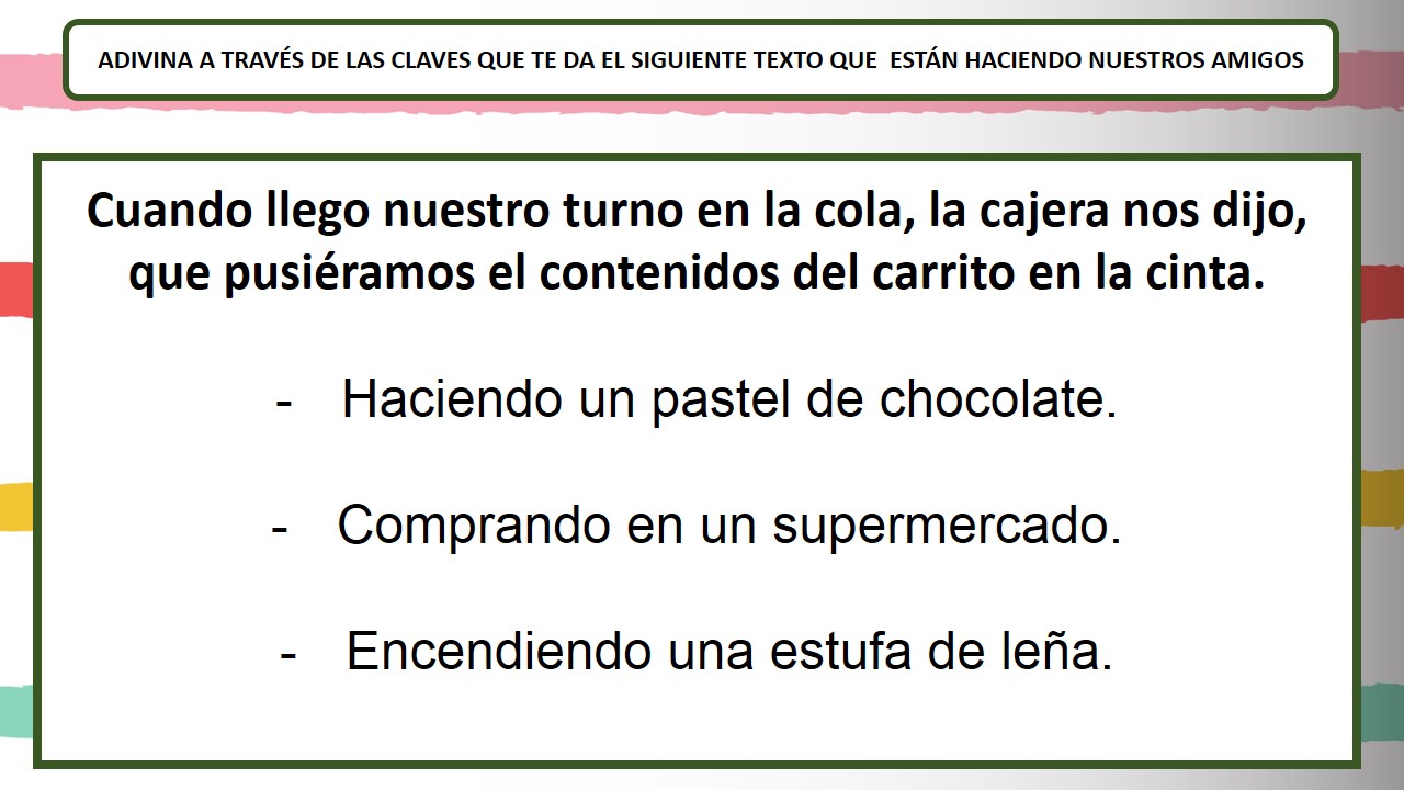 TRABAJAMOS LA COMPRENSIÓN LECTORA A TRAVÉS DE INFERENCIAS que estamos ...