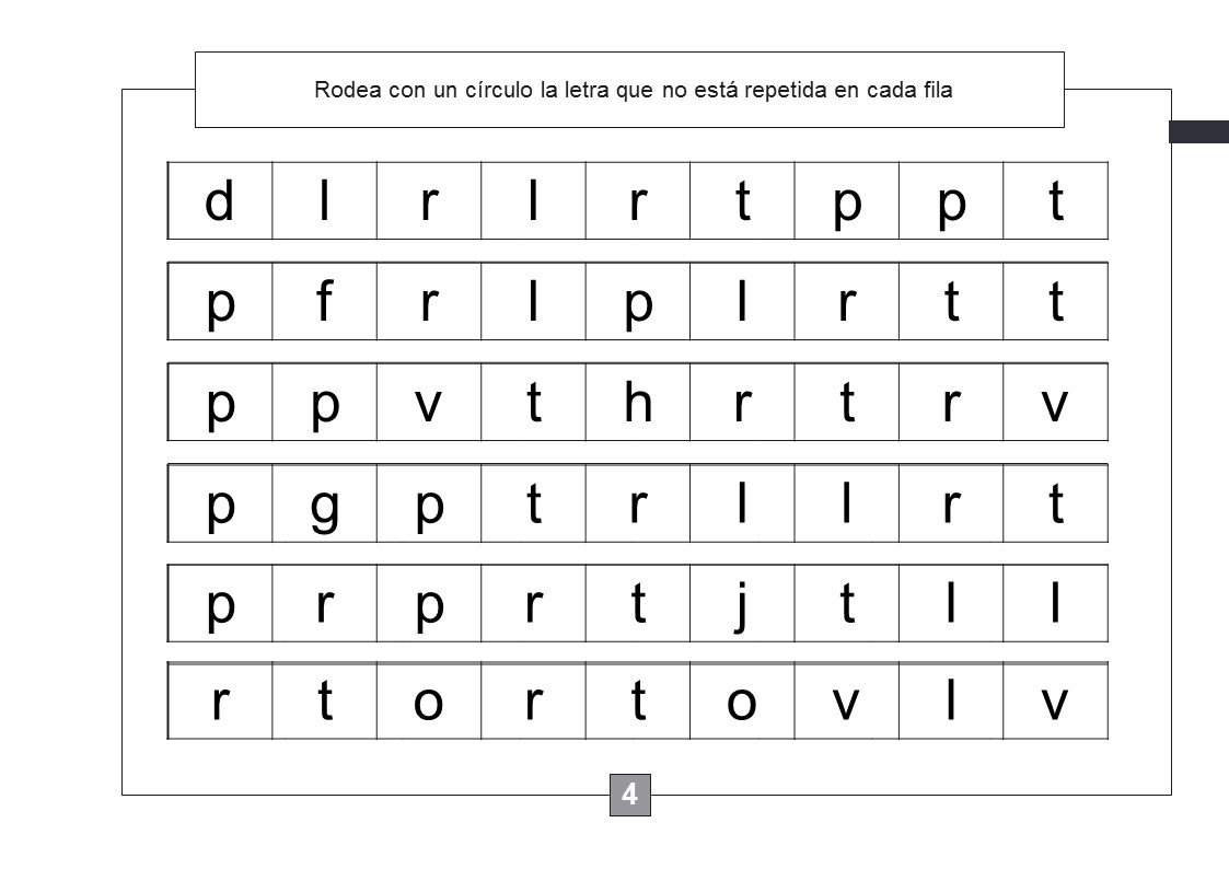 Actividades Atención busca la letra no repetida trabajamos la ...
