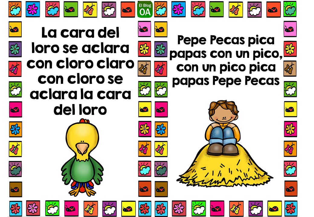 Colección de trabalenguas con imágenes divertidos para niños y niñas (2 ...