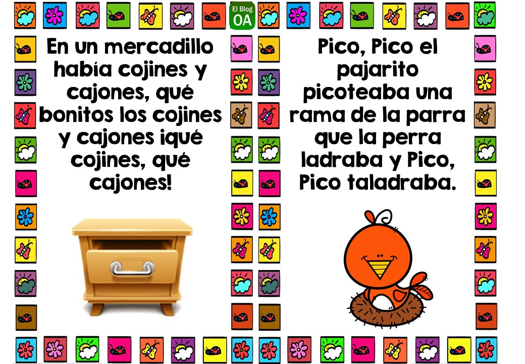 Colección de trabalenguas con imágenes divertidos para niños y niñas (4 ...