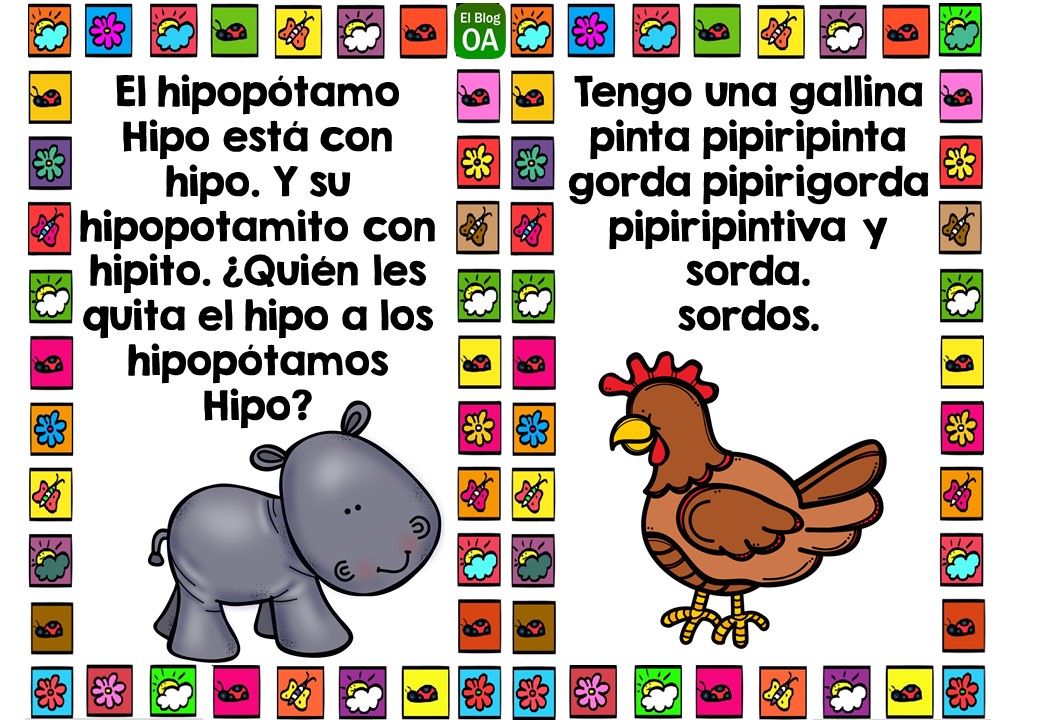 Colección de trabalenguas con imágenes divertidos para niños y niñas (5 ...