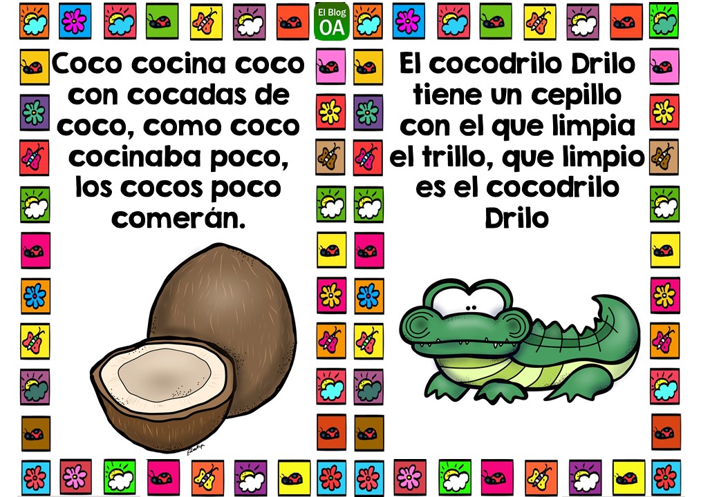 Colección de trabalenguas con imágenes divertidos para niños y niñas (7 ...