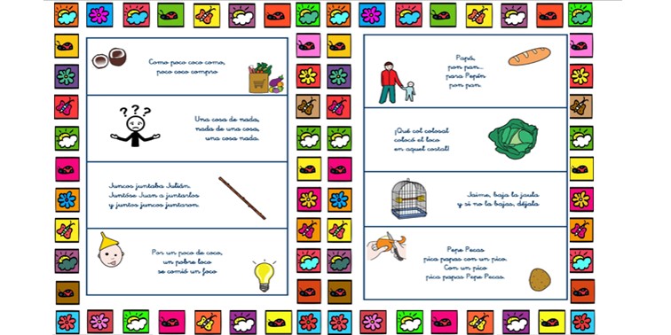 Colección de trabalenguas con pictogramas divertidos para niños y niñas ...