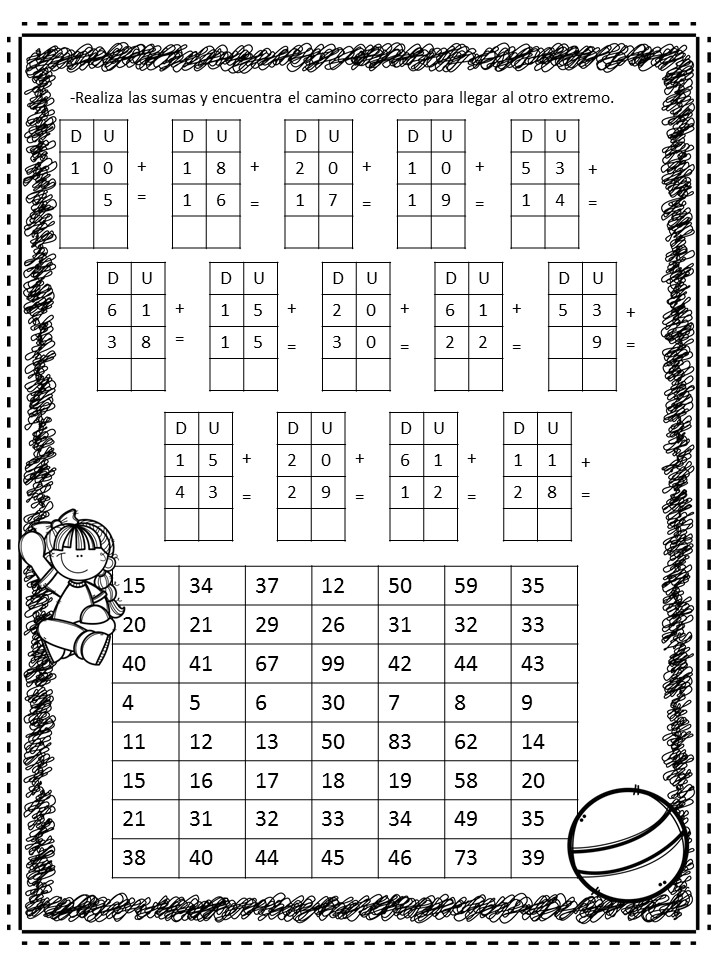 Cuaderno visual de sumas con decenas - Actividades de infantil y primaria