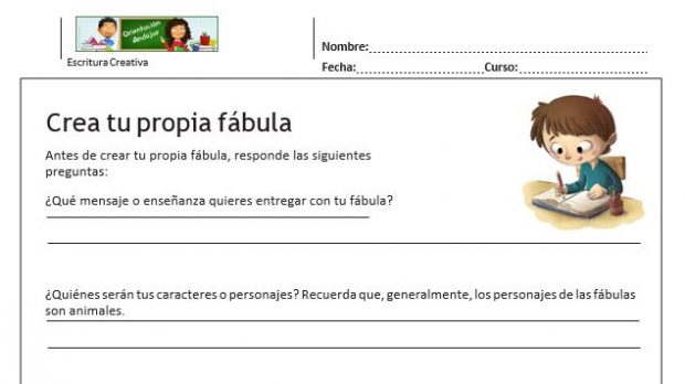 Ficha de escritura creativa Crea tu propia fábula -Orientacion Andujar