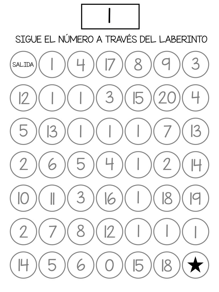 LABERINTO DE NUMEROS 1-201 - Orientación Andújar - Recursos Educativos