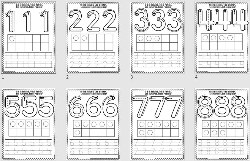 MOTRICIDAD FINA REPASO TRAZO NÚMEROS 1 A 10 -Orientacion Andujar