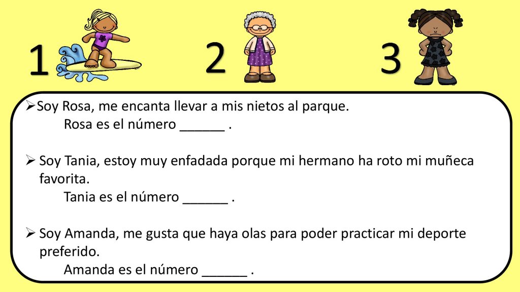 Juego de comprensión lectora "¿Quién es quién?" -Orientacion Andujar