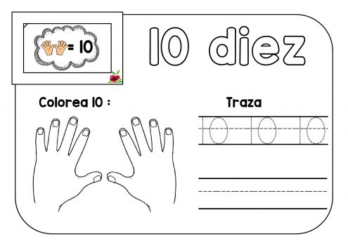 TRAZA Y COLOREA TRABAJAMOS LOS NÚMEROS DEL 1 AL 10 -Orientacion Andujar