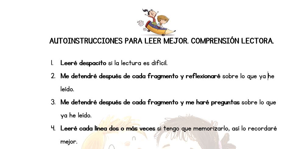 AUTOINSTRUCCIONES PARA LEER MEJOR. COMPRENSIÓN LECTORA. -Orientacion ...