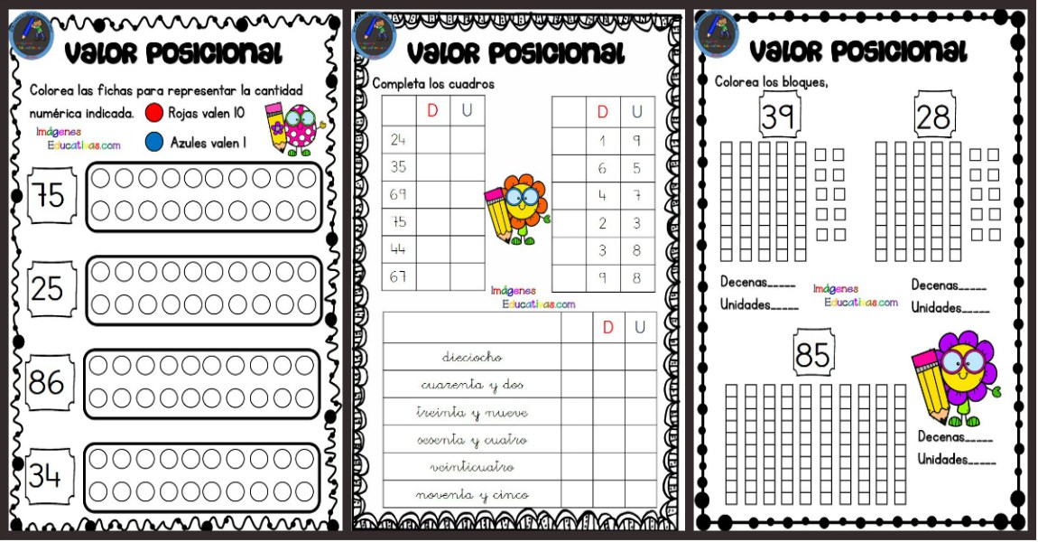 Conjunto de actividades en Fichas para trabajar el valor posicional ...