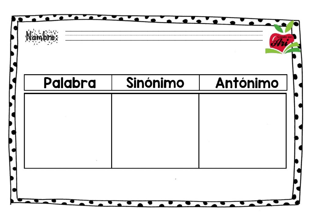 Actividades para trabajar sinónimos y antónimos dejamos plantilla ...