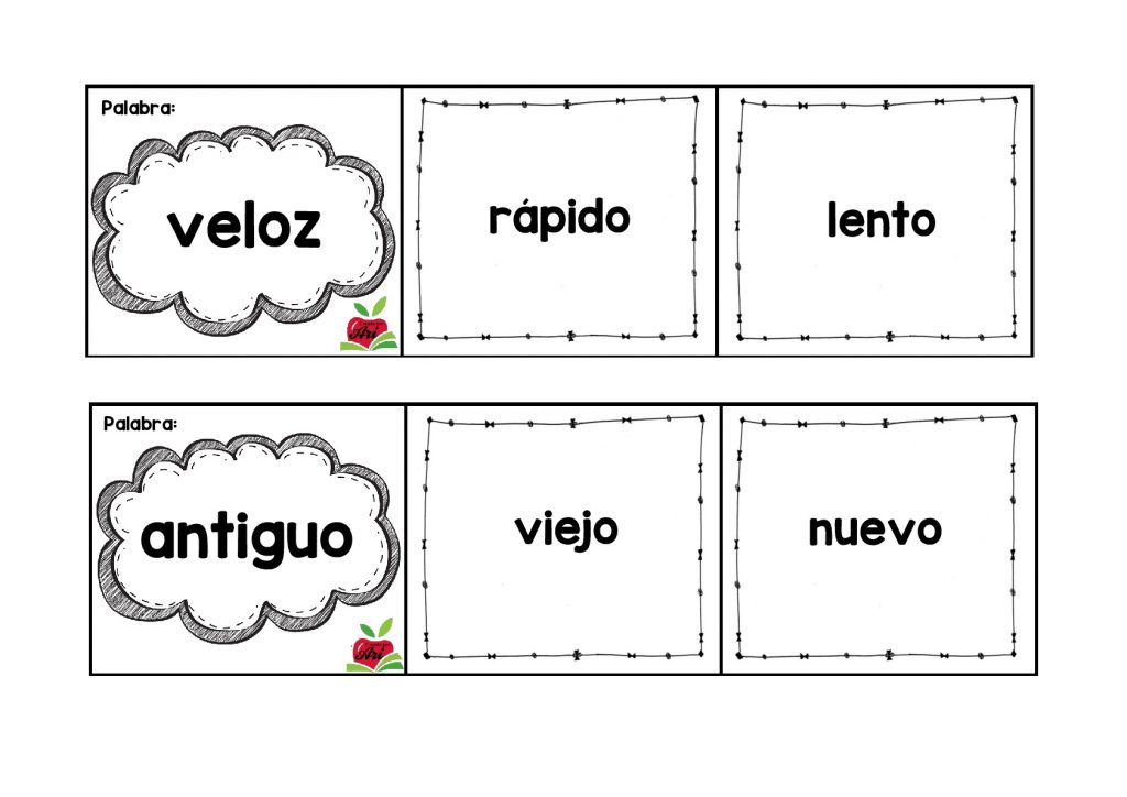 Actividades para trabajar sinónimos y antónimos dejamos plantilla ...