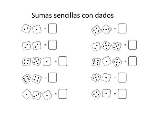 SUMAS SENCILLAS CON DADOS PARA PRIMARIA E INFANTIL -Orientacion Andujar