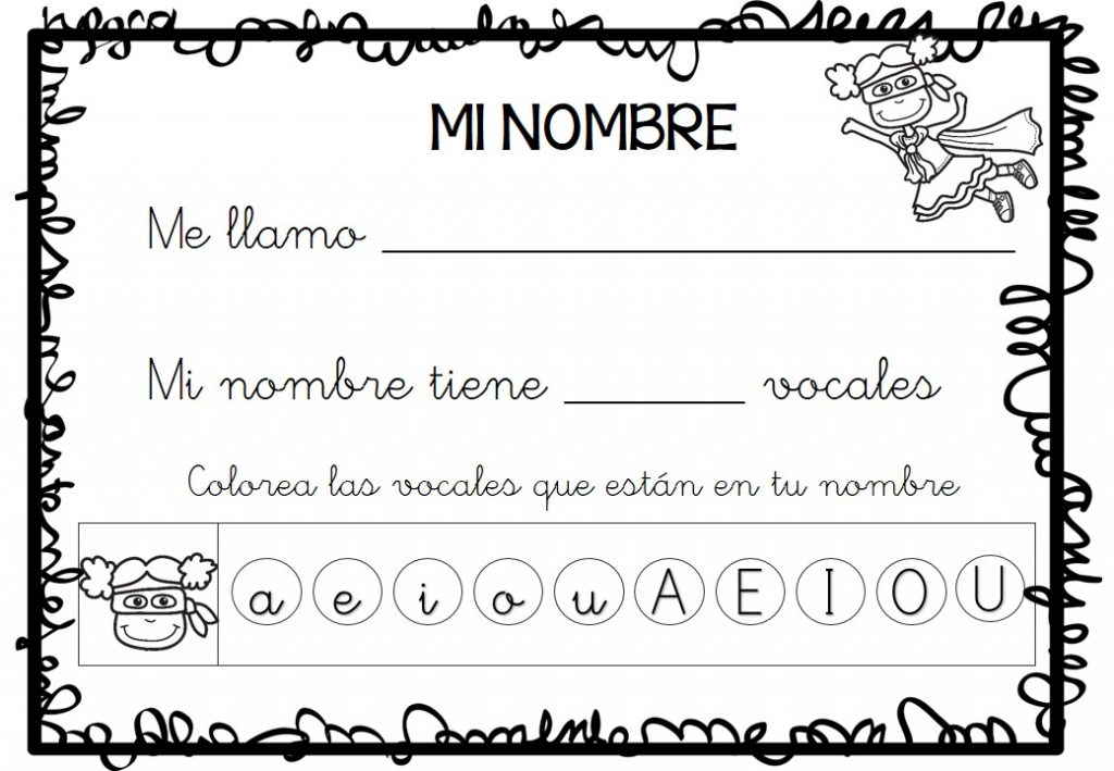 Fichas para aprender el nombre propio - Orientacion Andujar