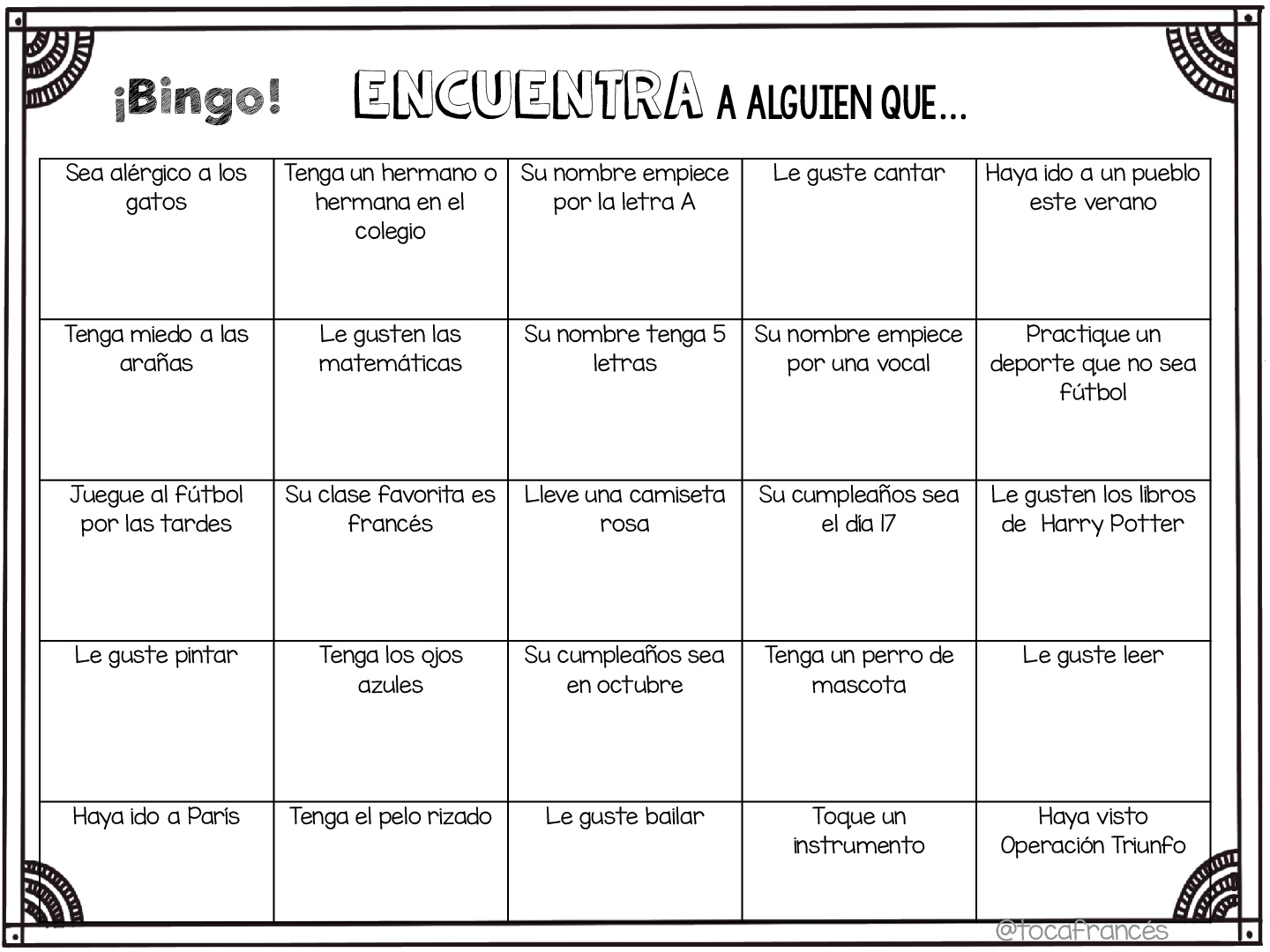 Bingo para el primer día de clase-001 (2) - Orientación Andújar ...