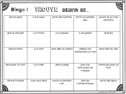 Dinámica: "Encuentra a alguien que..." en castellano y francés ...